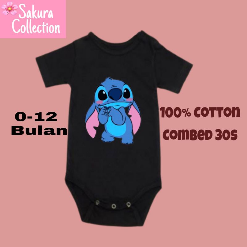 Jual Kaos baju bayi jumper baby kids pendek viral logo tulisan STITCH ...