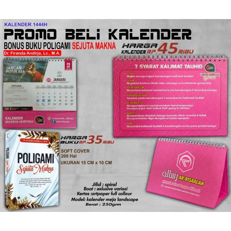 Jual kalender Meja bonus buku ust. firanda | Shopee Indonesia