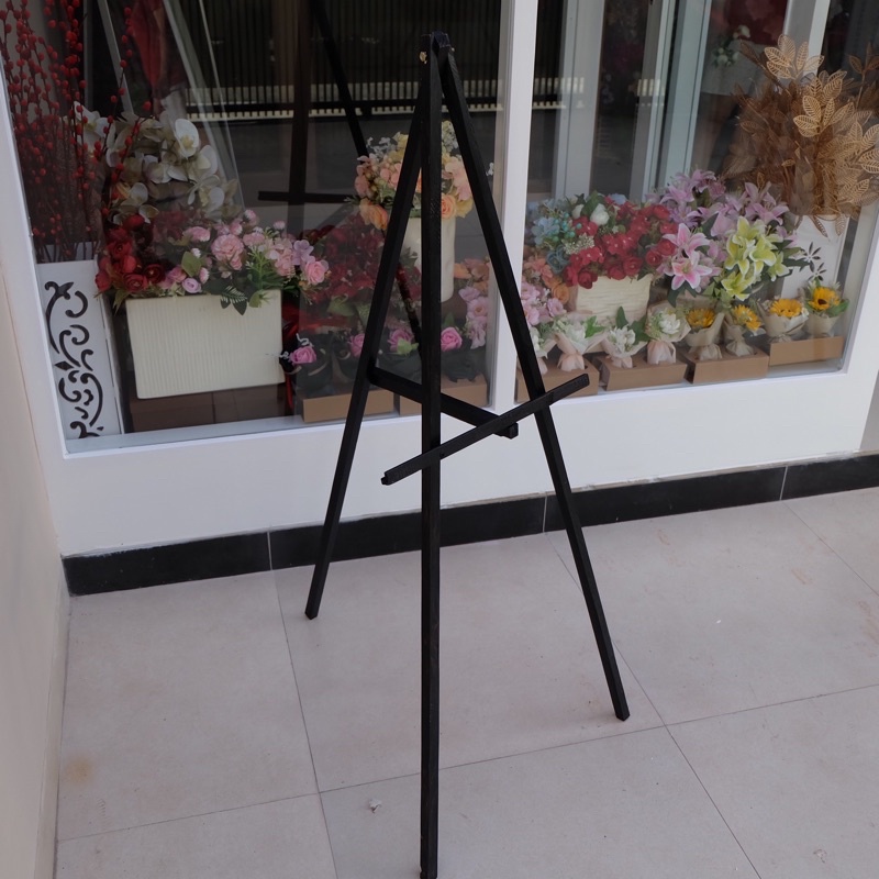 Jual Stand kayu minimalis tripod kayu penyangga papan bunga kaki papan ...