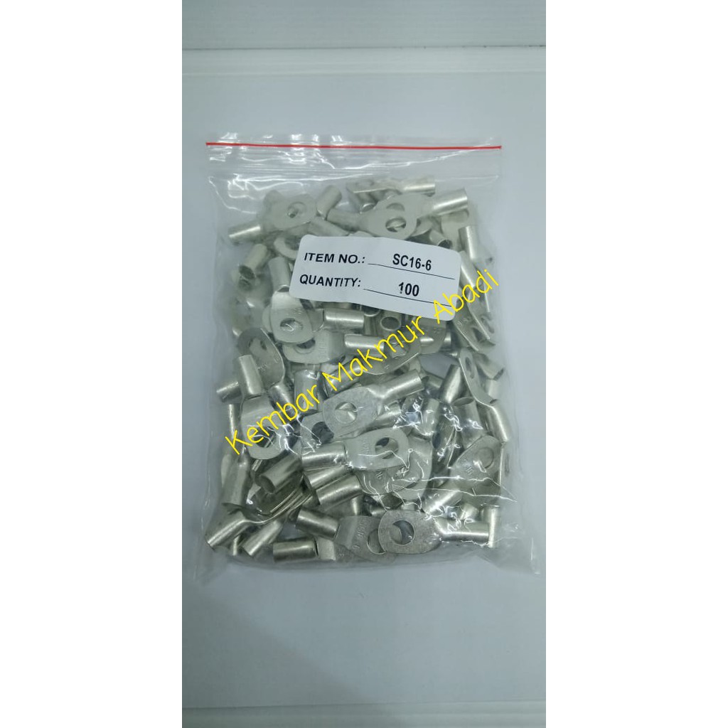 Jual Kabel Skun SC/Skun Kabel SC 16-6/Cable Lug /Scun Cable 16-6mm -100 ...