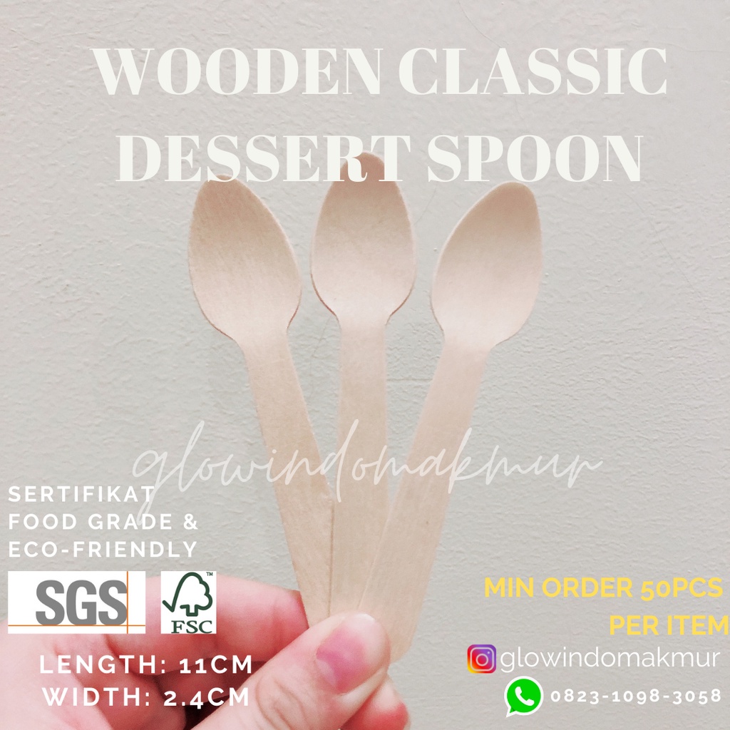 Jual Sendok Dessert Kayu Sendok Kayu Kecil Wooden Dessert Spoon Fork ...