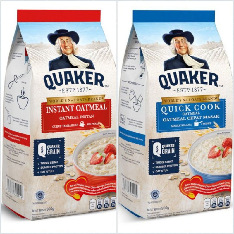 Jual Quaker Oatmeal - Oat - Oats Instan / Quick Cooking 800 gr | Shopee ...