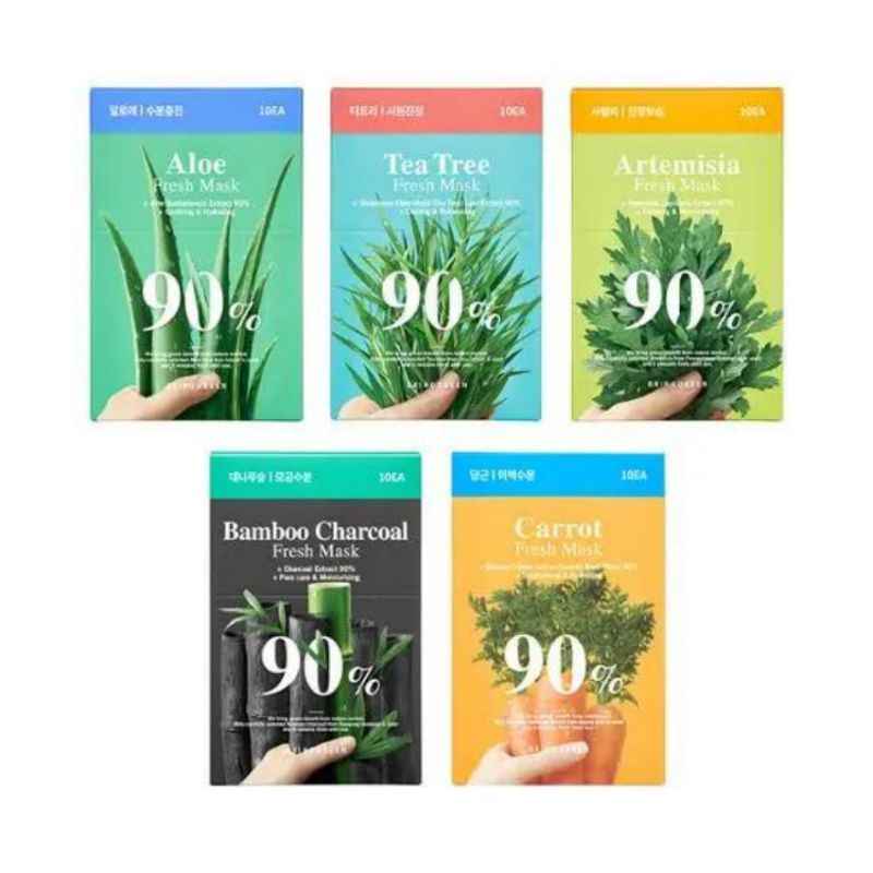 Jual Bring Green 90% Fresh Mask Sheet 20g 10 Sheets/5 types | Shopee ...