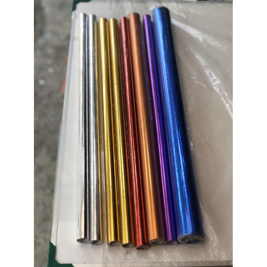 Jual Kertas Metalik GOLD/ SILVER/ BIRU/ UNGU/ MERAH/ ORANGE - Biru ...