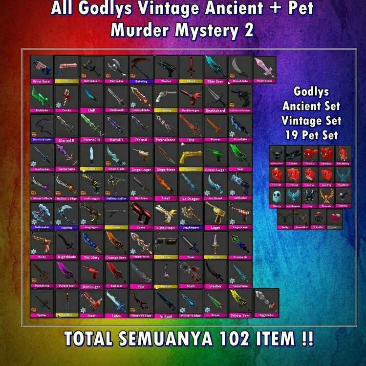 Jual TERMURAH ROBLOX MURDER MYSTERY 2 MM2 | SMALL SET FULL GODLY ...