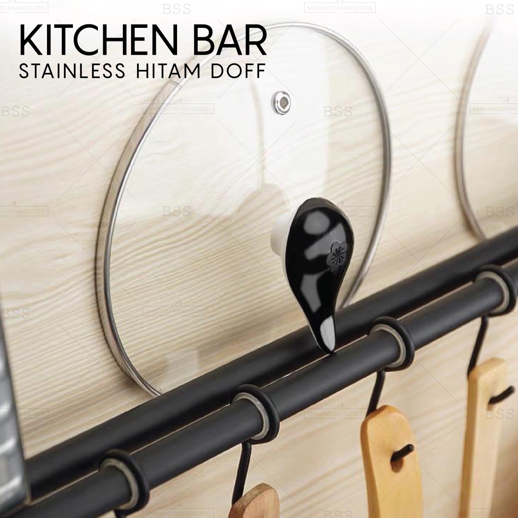 Jual Kitchen bar hitam doff 60cm 80cm 100cm single double gantungan rak ...