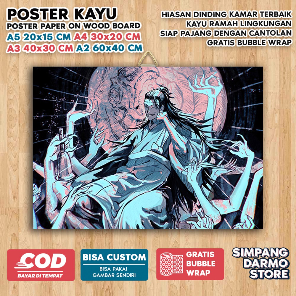 Jual Poster Kayu Jujutsu Kaisen Dark Aestehic Tema Anime Wibu Waifu ...