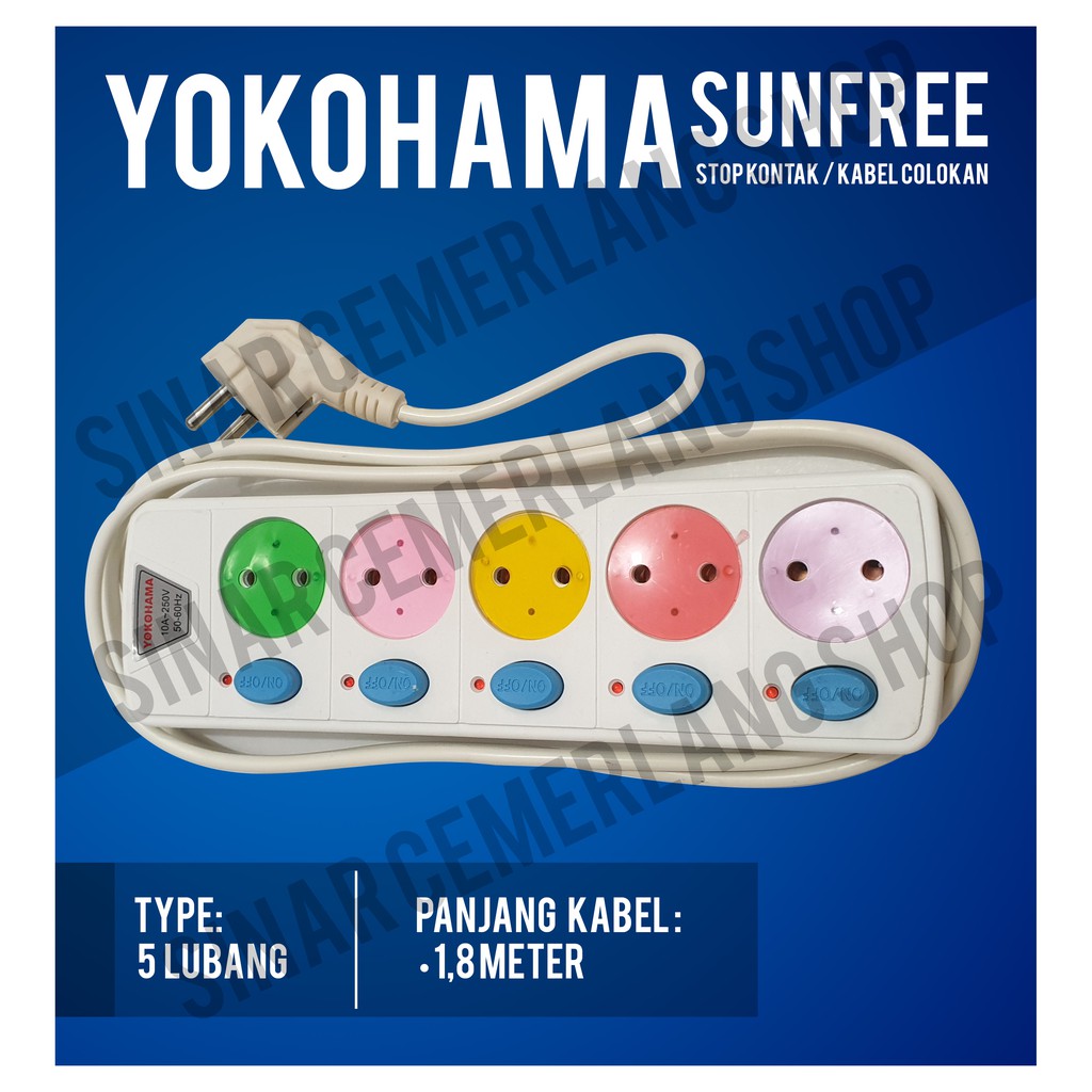 Jual Yokohama Stop Kontak Listrik 5 Lubang Colokan With Saklar Switch ...