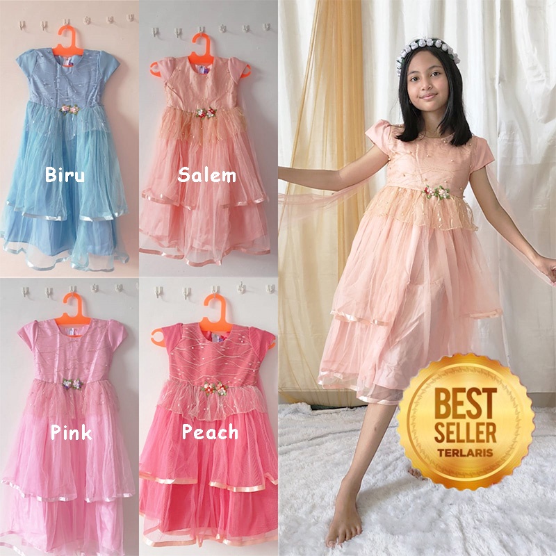 Jual (COD) Dress Anak Perempuan 4 5 Tahun Gaun Anak Cewek Import Mewah ...