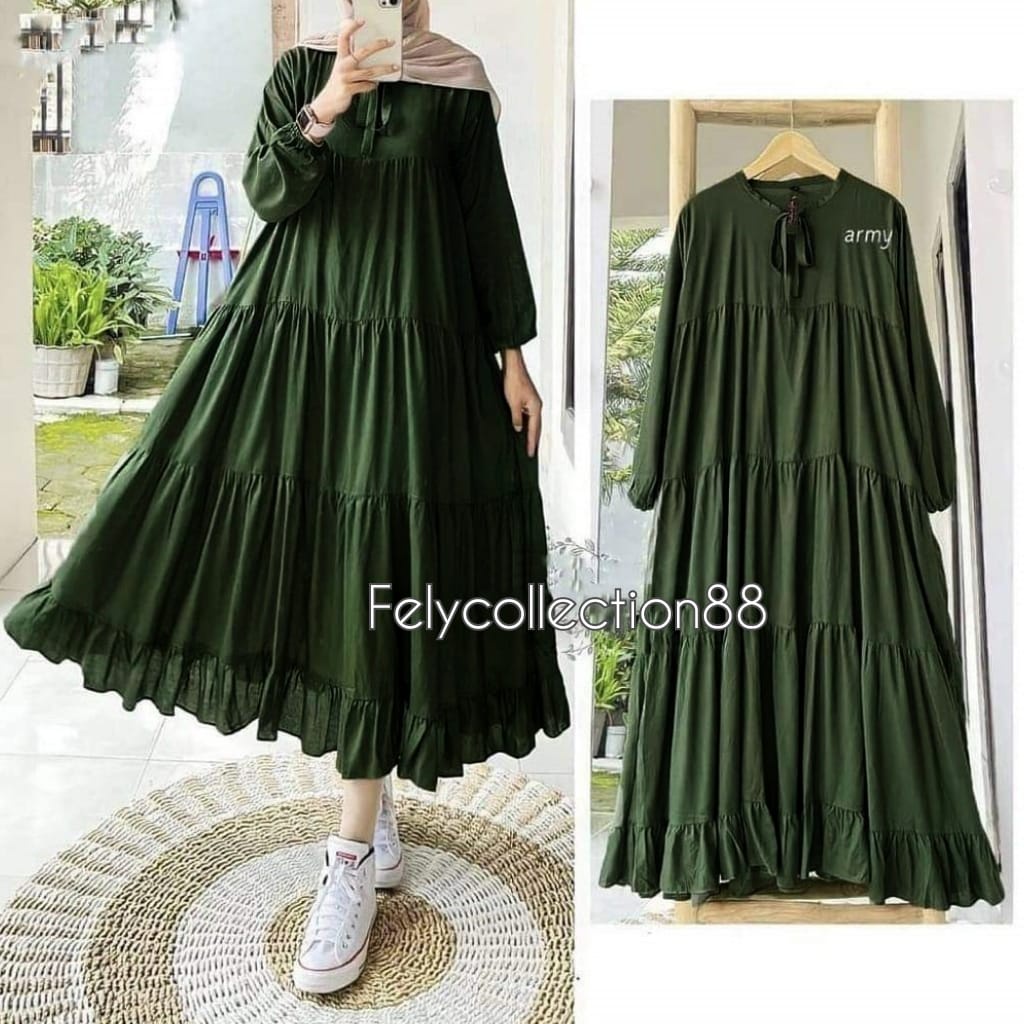 Jual Rachel Midi Dress Busui Friendly // Gamis Wanita Terbaru Kekinian // Fashion Muslim ...