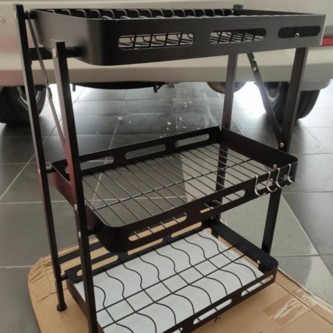 Jual Rak Piring Stainless 3 Susun Hitam Fiandiandi | Shopee Indonesia