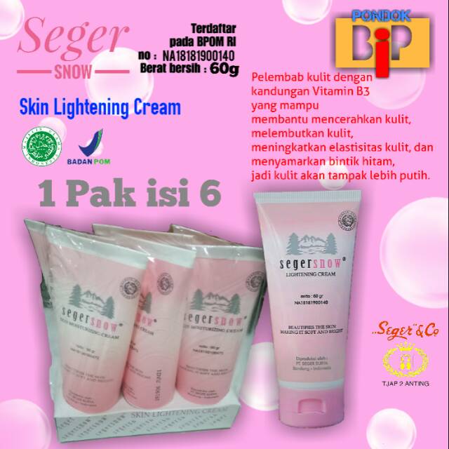 Jual SEGER SNOW Lightening Cream 60g isi 6 | Shopee Indonesia