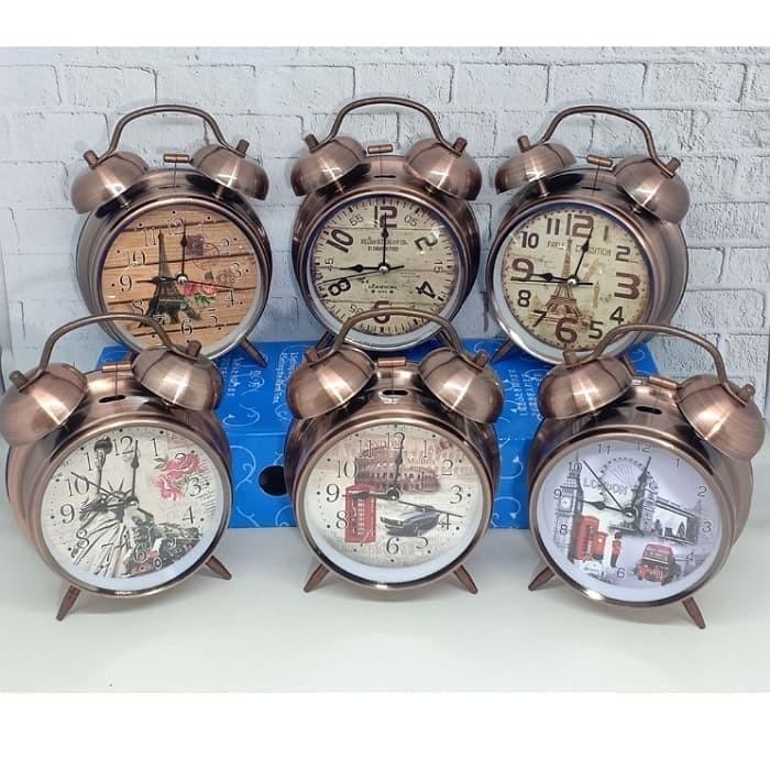 Jual jam weaker stainless warna tembaga/jam alarm/jam meja/kado ...