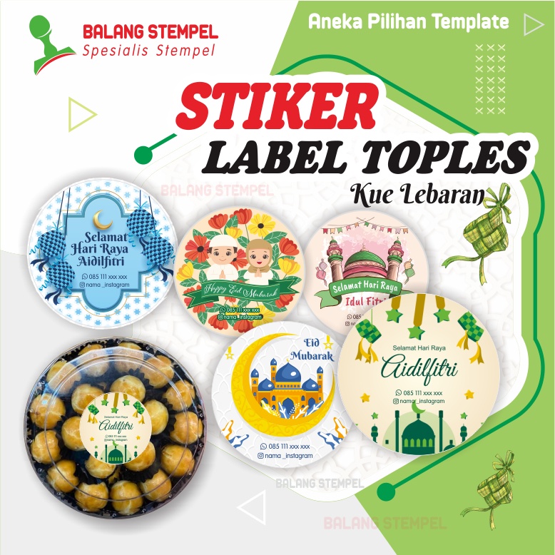 Jual Stiker Toples Sticker Label Kemasan kue kering Lebaran Idul fitri ...