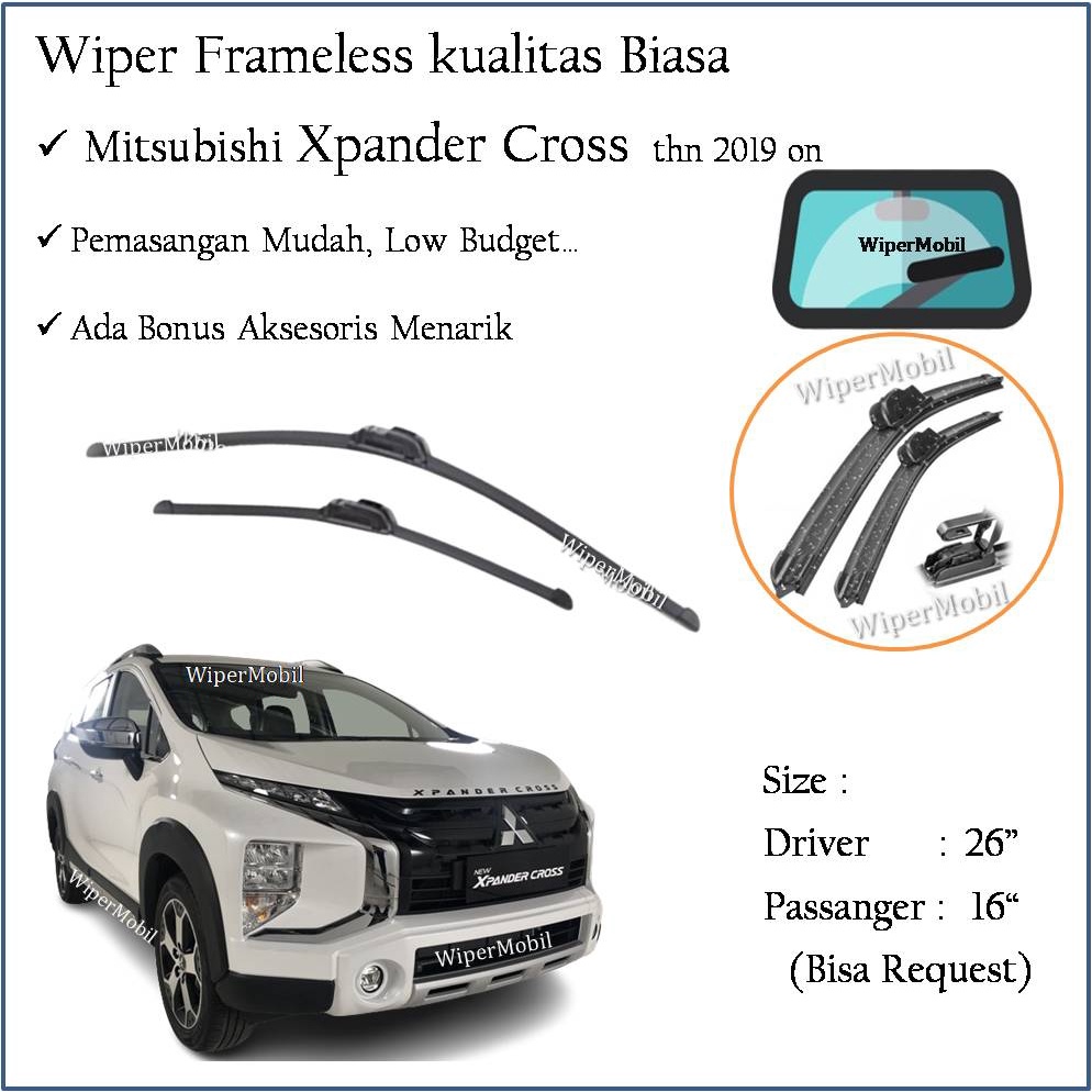 Jual Wiper Frameless Kaca Mobil Mitsubishi Xpander Cross 2019 2020 2021 ...
