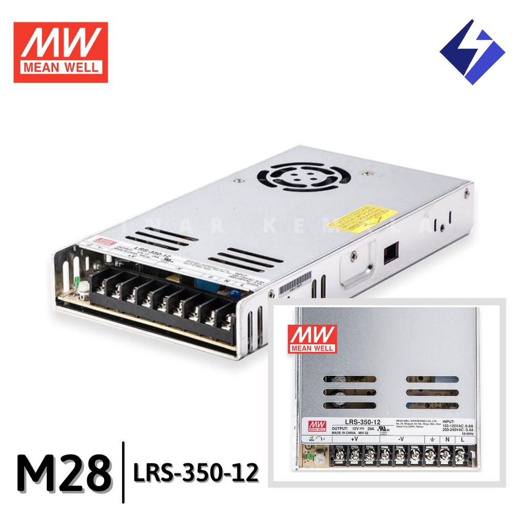 Jual MEANWELL Power Supply LRS-350-12 Slim IP20 12V DC 29A 350W Trafo ...