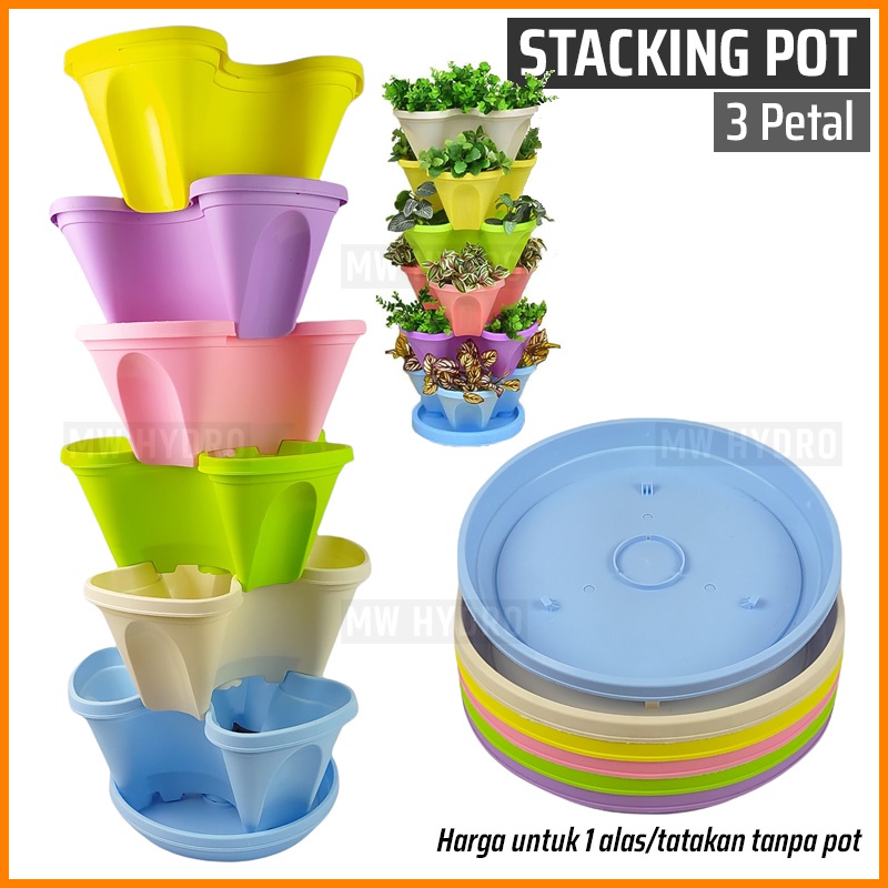 Jual Tatakan Pot Bunga Susun Tingkat, Stacking Flower Pot Base, 3 Petal ...