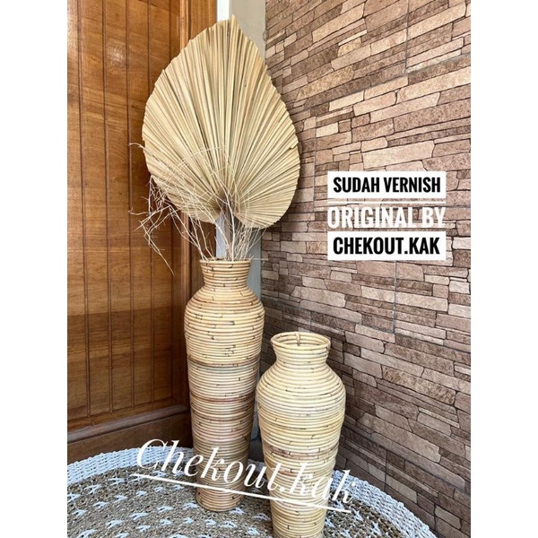 Jual Guci rotan aesthetic model wortel ukuran 70cm/guci rotan alami ...