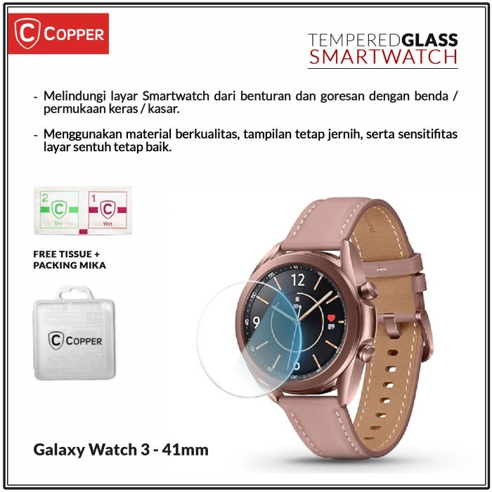Jual Copper Tempered Glass Clear Smartwatch - Samsung Watch 3 41mm ...