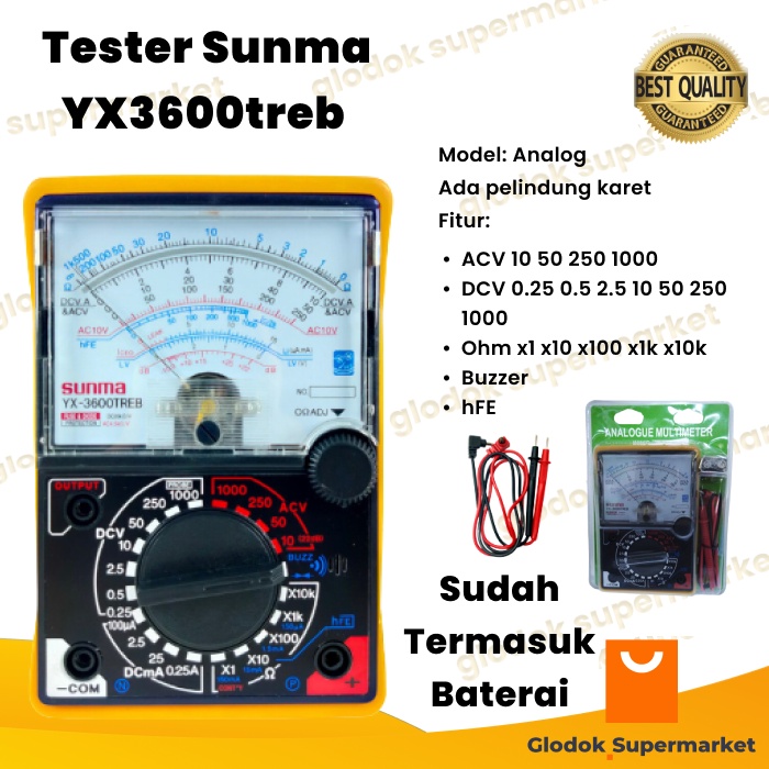 Jual Multitester Analog Sunma YX3600TREB Multimeter YX-3600 TREB ...