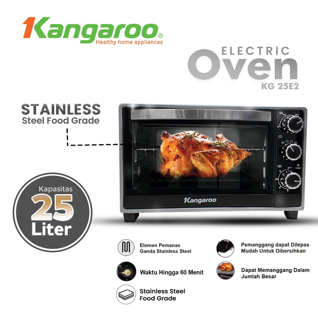 Jual OVEN LISTRIK KANGAROO KG 25E2 / KG25E2 STAINLESS STEEL ( 25 Liter ...