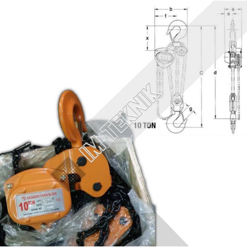 Jual CHAIN BLOCK 10 Ton Takel katrol rantai 5 Meter nagasaki JAPAN ...