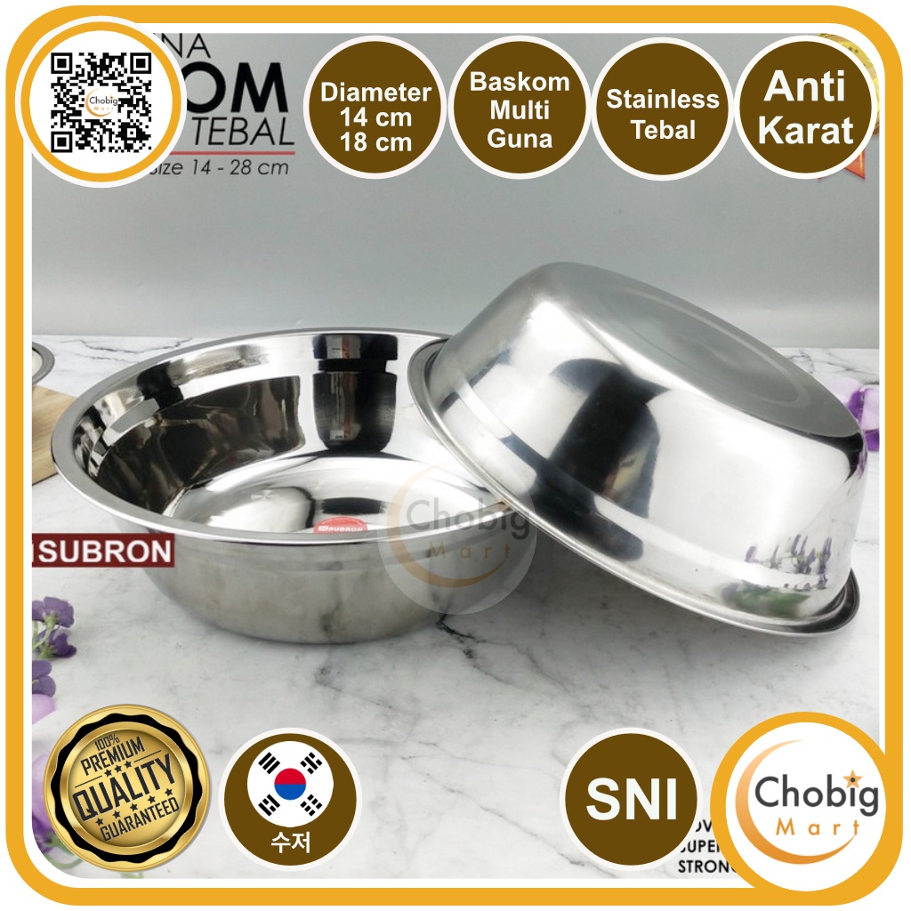 Jual Baskom stainless Silver 14cm 18 cm Tebal / Mangkuk multifungsi ...