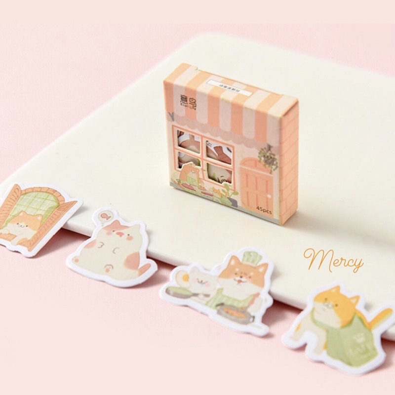 Jual 45 Pc - Stiker Kucing Lucu Desain Kawai Sticker Cute Cat Pig Bear ...