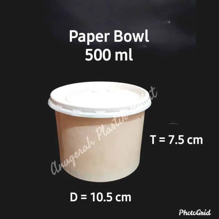 Jual Paper Bowl Ukuran 500 Ml Isi 50 Pcs Sudah Dengan Tutup/ Mangkok ...