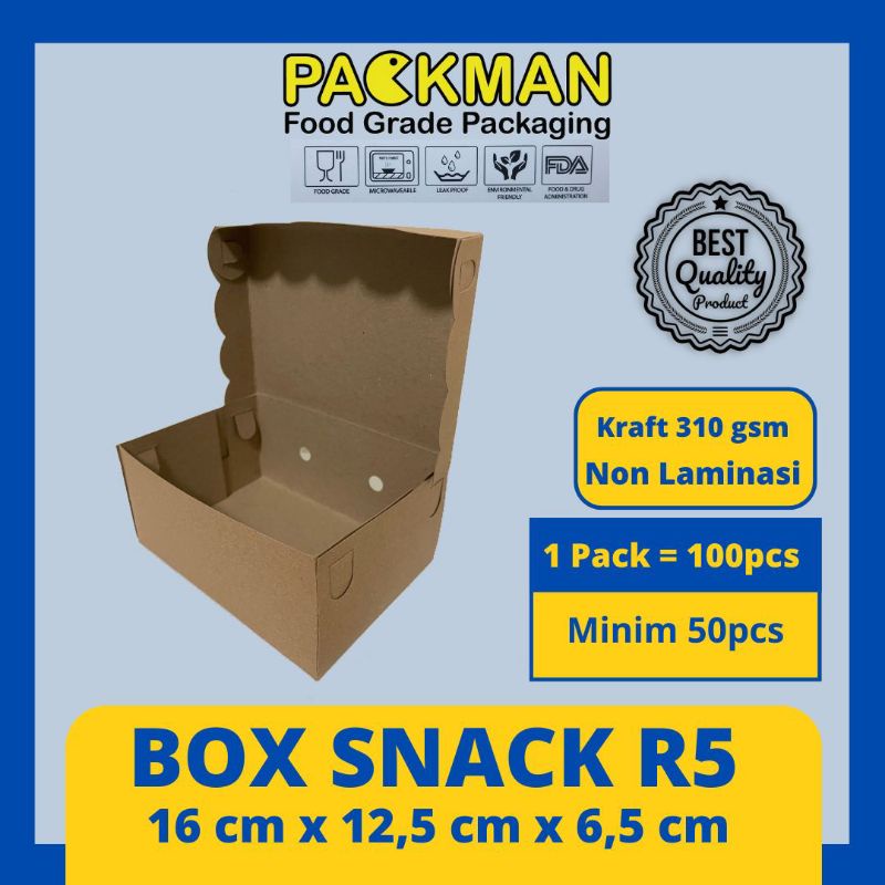 Jual BOX SNACK KRAFT R5 NON LAMINASI / DUS KUE 16X12,5X6,5 / KOTAK CAKE ...