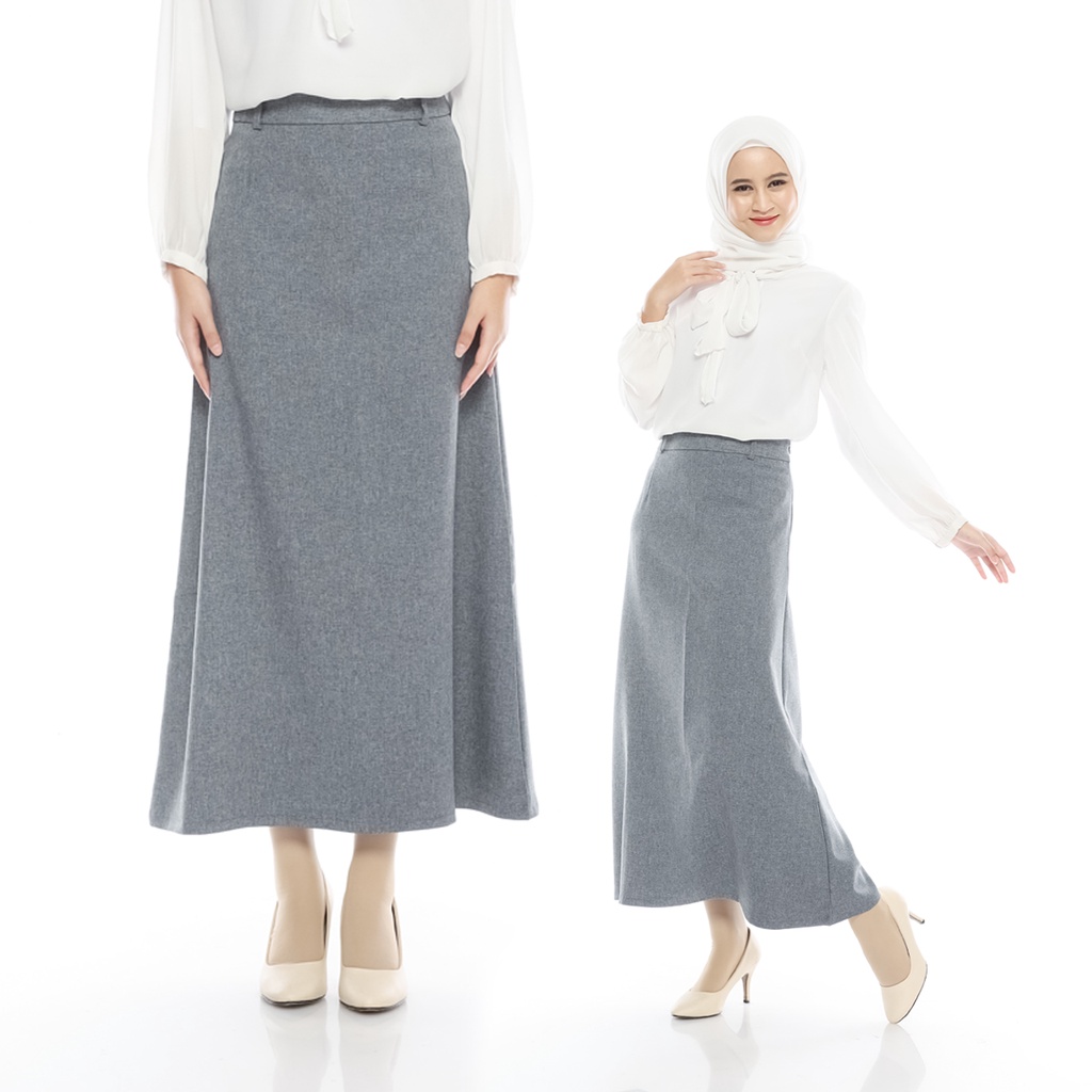 Jual VIOLA GREY - Rok Basic Wanita Formal Standar Bisnis Klok A Line ...