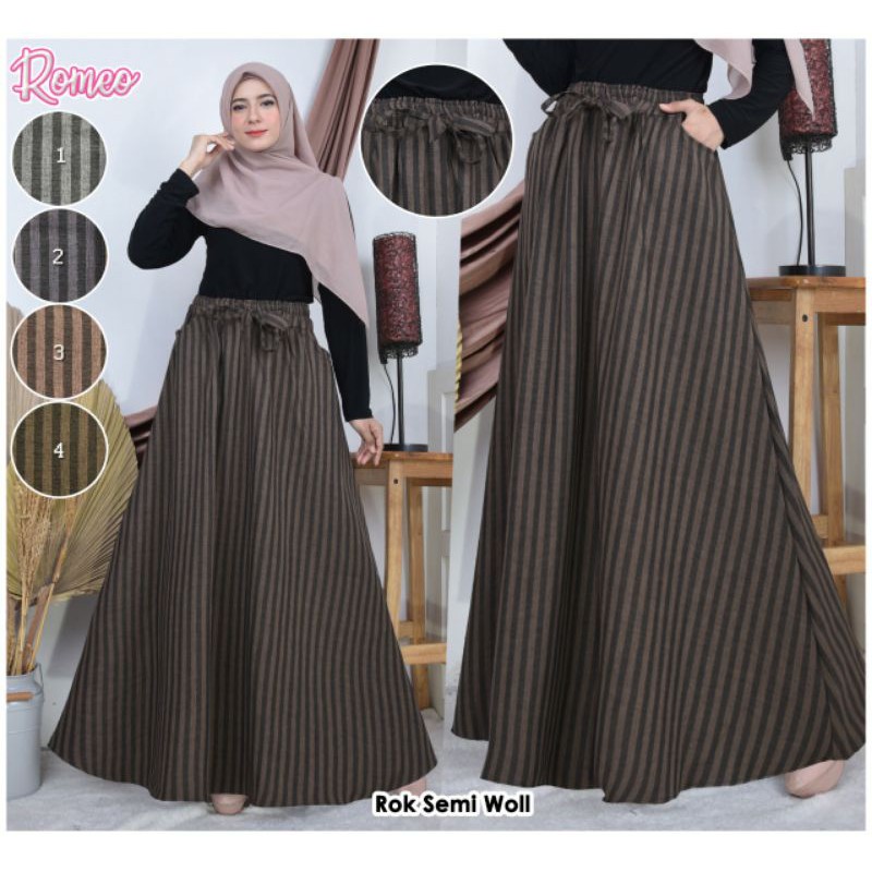 Jual Rok Maxi payung/rok lebar salur rok wanita bisa big size | Shopee ...