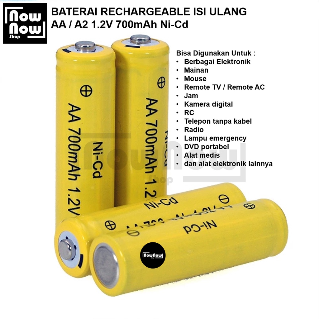 Jual Baterai Rechargeable Isi Ulang AA / A2 1.2V 700Mah Ni-Cd Battery ...