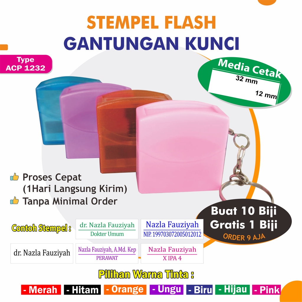 Jual Stempel Nama Dokter Perawat bidan Apoteker Pegawai NIP SIP NIK NIRA HP gantungan kunci ...