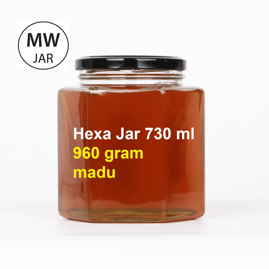 Jual Botol Kaca Hexagonal Jar Toples Madu Selai 730ml Vol Air | Shopee Indonesia
