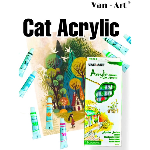 Jual Cat Acrylic Set 12W/ cat lukis akrelik (Harga 1 set isi 12 tube ...