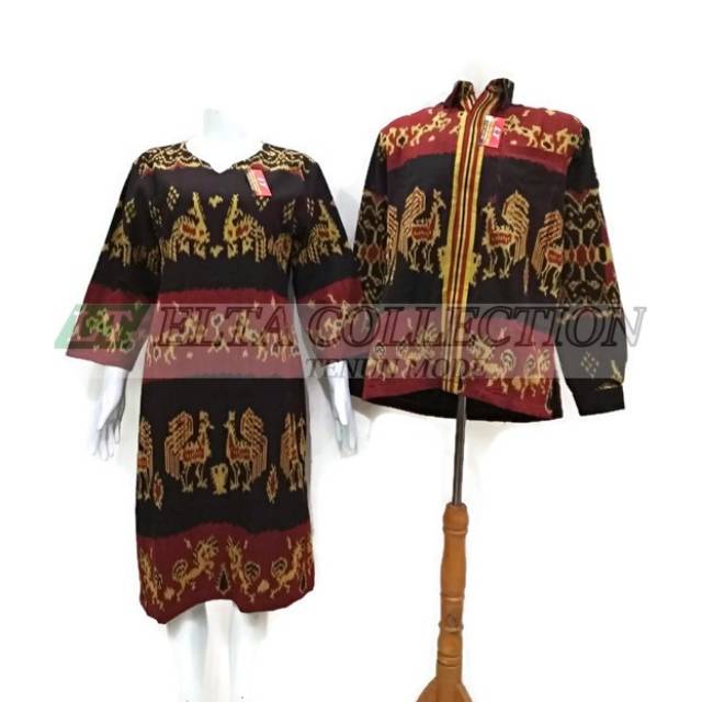 Jual baju couple kondangan dress dan kemeja tenun motif sumba | Shopee Indonesia
