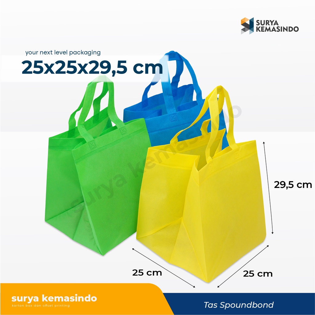 Jual Tas Spunbond 3D ( 25x25x29,5 cm ) tasspunbond/goodiebag/taskain ...