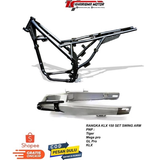 Jual rangka klx 150 set swing arm pnp mesin klx,tiger,gl pro,mea pro ...