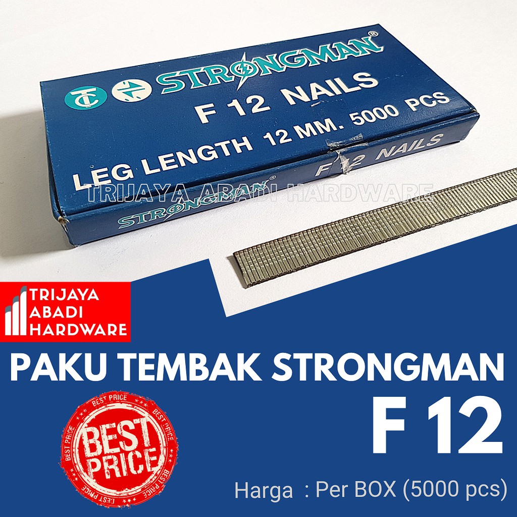 Jual Paku Tembak Strongman F12 - 12 mm (1 Box isi 5000 pcs) | Shopee Indonesia
