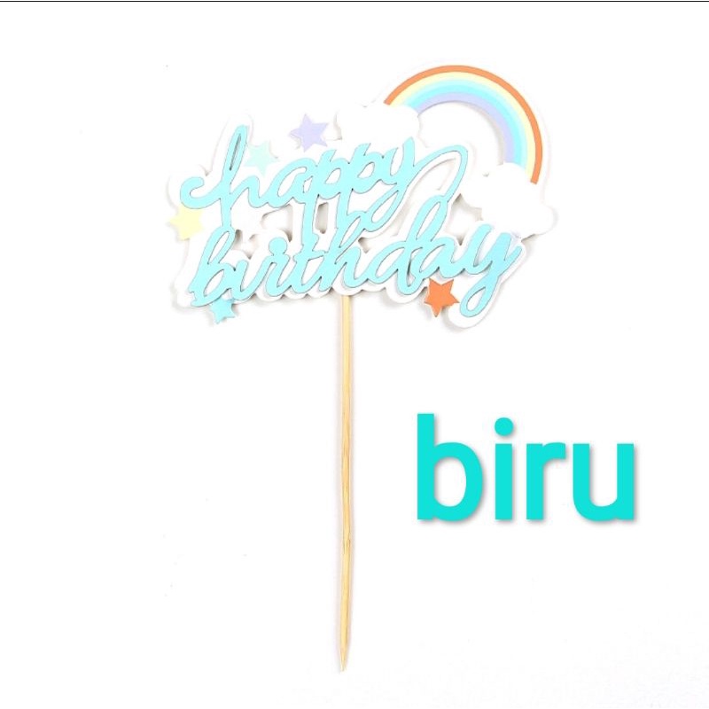 Jual topper hiasan kertas ucapan HAPPY BIRTHDAY pita rainbow HBD ...