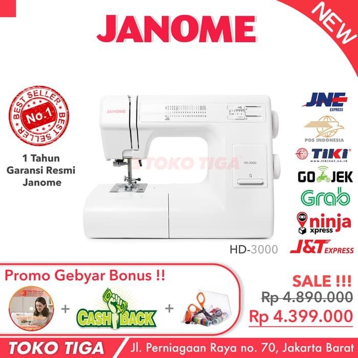 Jual Mesin Jahit JANOME Heavy Duty HD3000 HD-3000 Portable Multifungsi | Shopee Indonesia