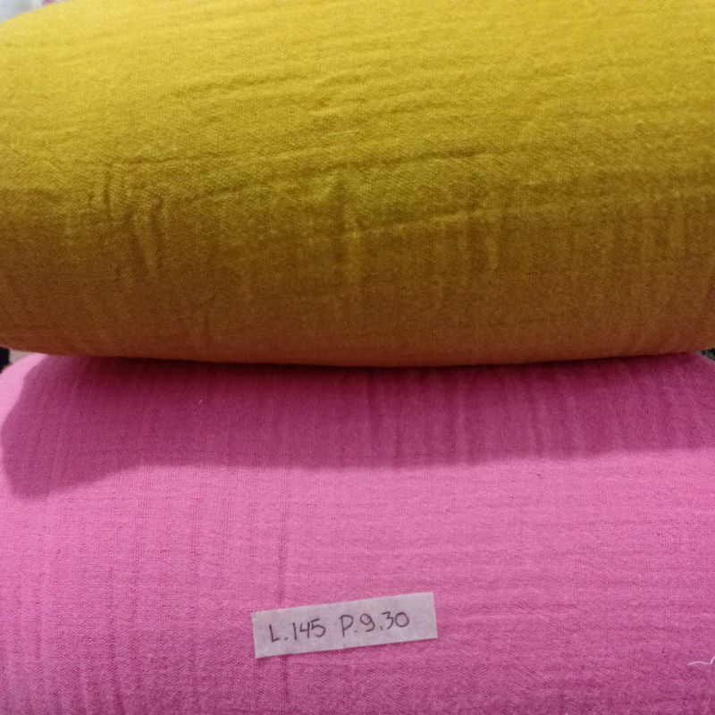 Jual KAIN KATUN MUSLIN DOUBLE GAUZE KUNING PINK ( TAKE ALL 2 WARNA ...