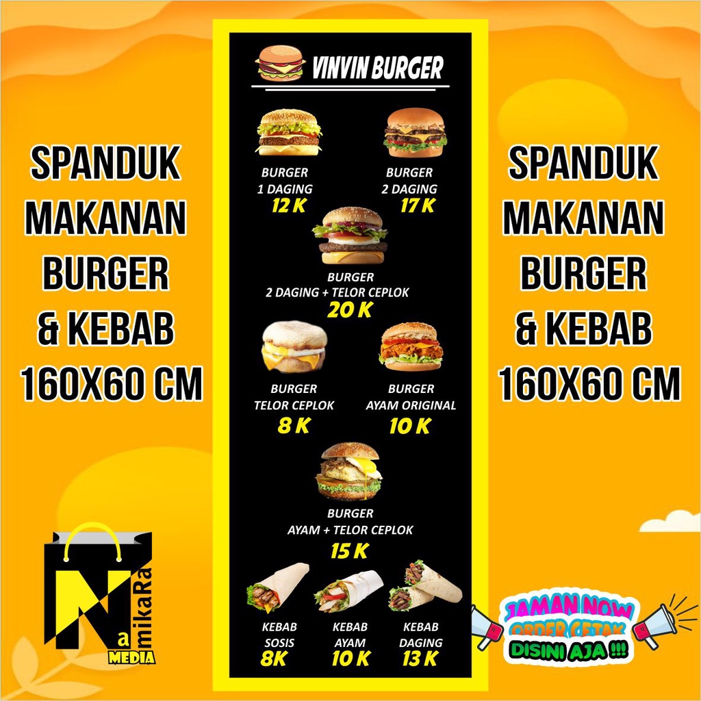 Jual Banner / Backdrop / Spanduk burger dan kebab terbaru design bisa custom dan bisa cod ukuran ...