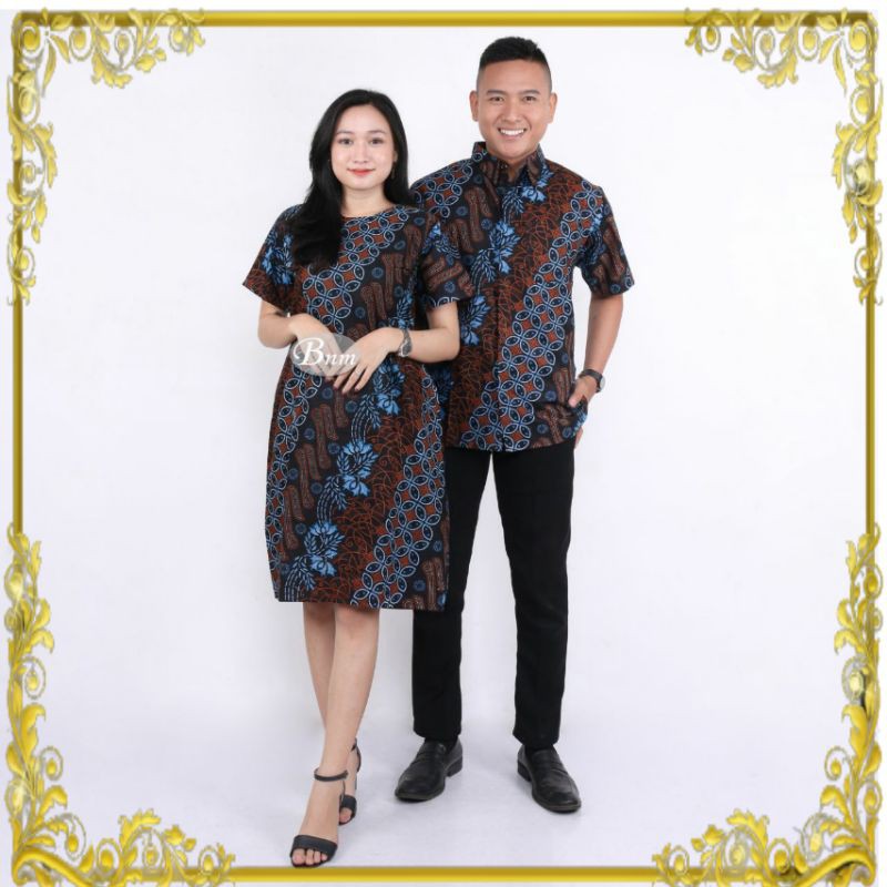 Jual BAJU COUPLE BATIK TERBARU HEM DAN DRESS MOTIF SENO BIRU / HARGA ...