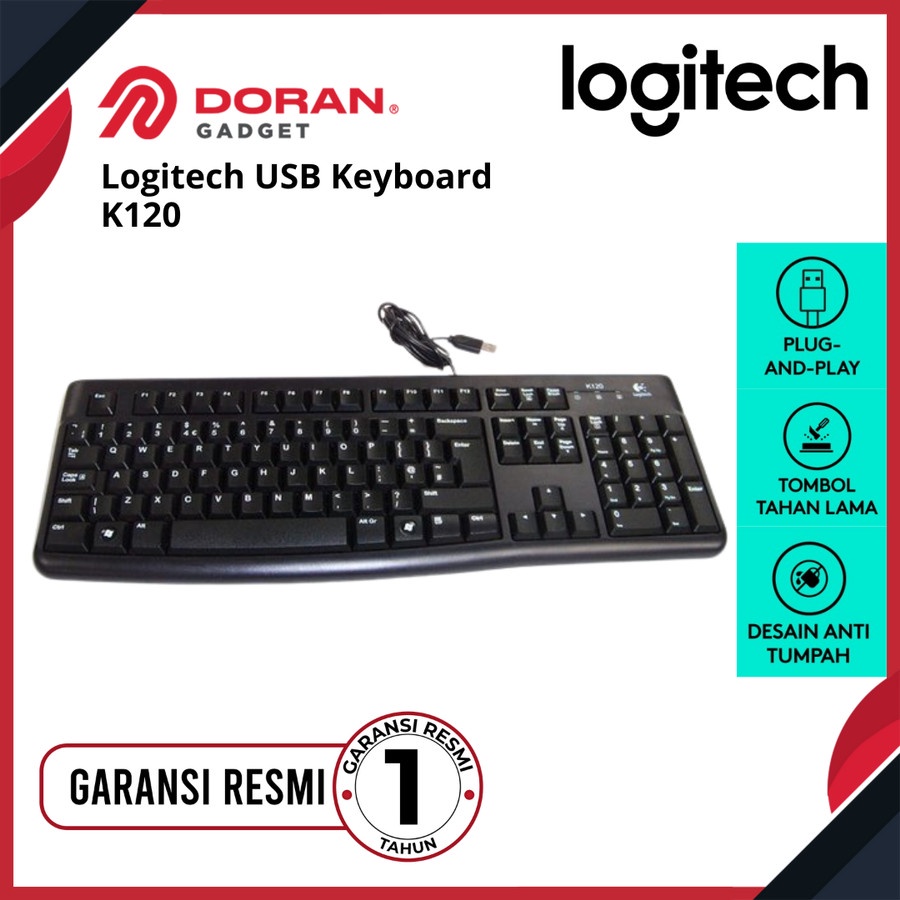 Jual Logitech K120 Corded Keyboard USB Plug-and-Play - Garansi Resmi 1 ...