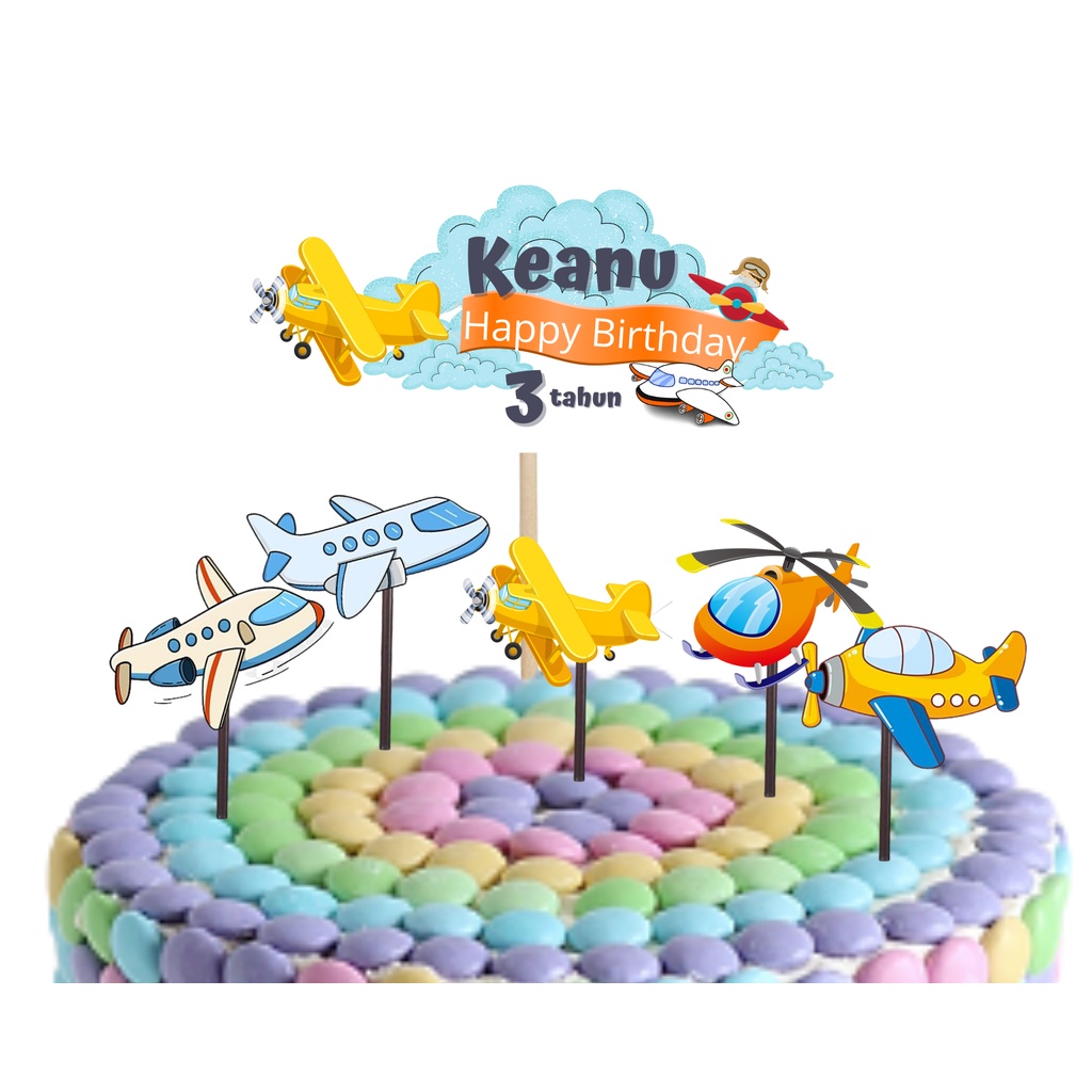 Jual Topper Cake pesawat/pilot, Hiasan kue Happy birthday | Shopee ...