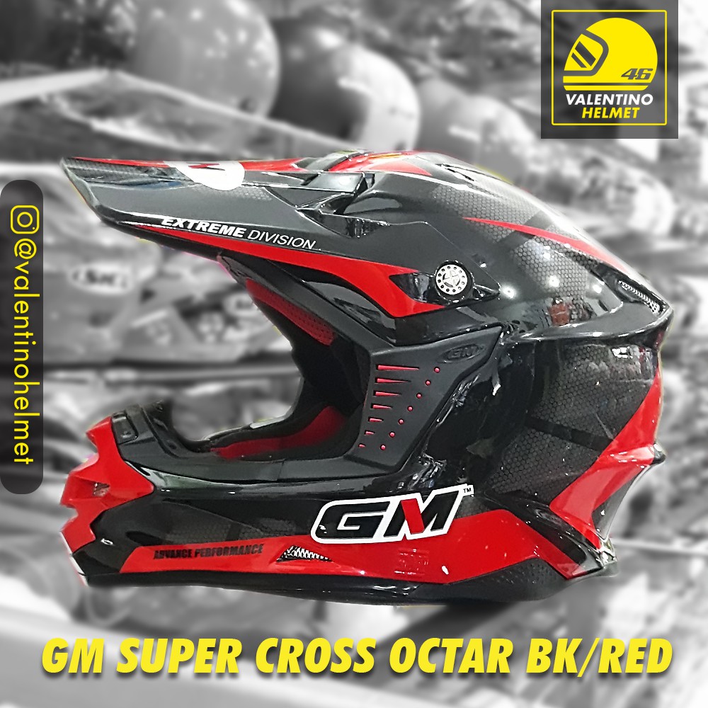 Jual Helm GM Cross Octar Black Red | Shopee Indonesia