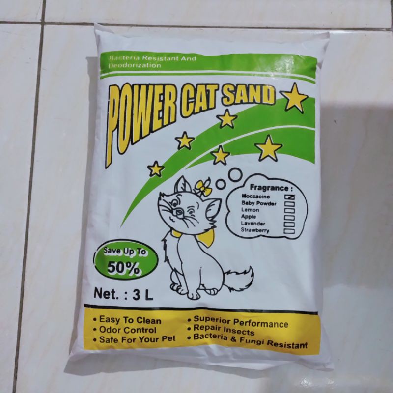 Jual POWER CAT SAND. PASIR KUCING GUMPAL DAN WANGI MERK POWER CAT SAND ...