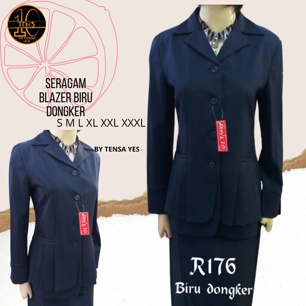 Jual R176 Seragam blazer jas biru dongker navy stln rok pjg bhn import by Tensa yes Ten's10 ...